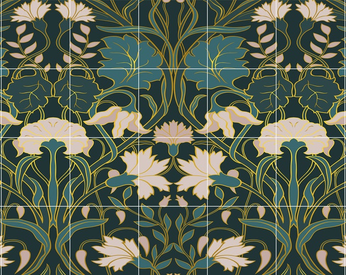 Tile Set ‘flower Meadow and Bees’, Handmade Ceramic Tiles, Natural Clay ...