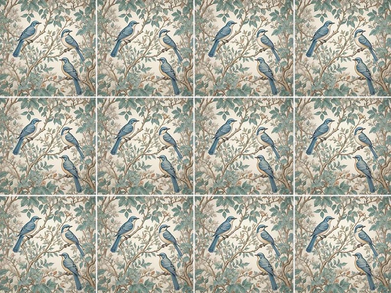 Bird Ceramic Tile: Botanical Nature Wall Art Bathroom Decor Kitchen ...