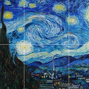 Van Gogh Starry Night Tile Mural: Ceramic Mosaic Panel - Etsy