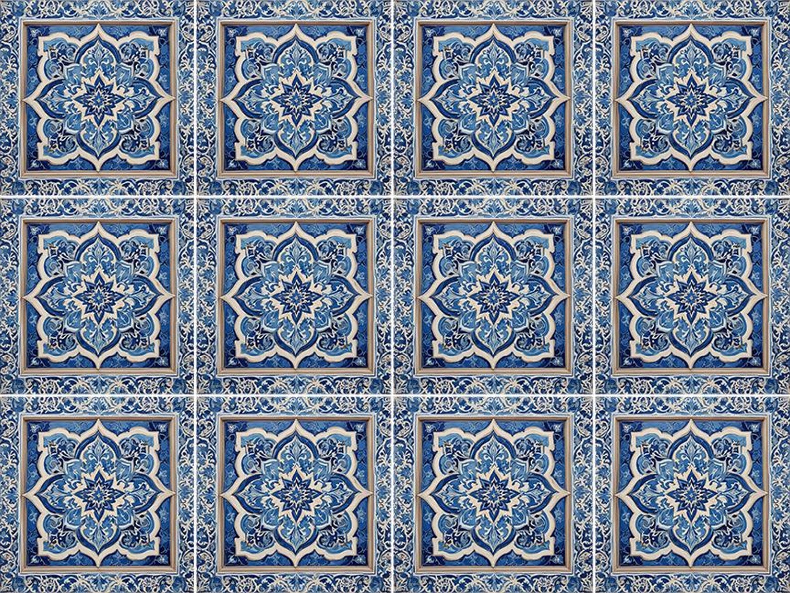 Moroccan Ceramic Tile – Arabesque Wall Art, Arabic Floral Decor ...