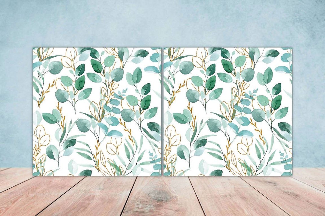 Tropical Leaf Tiles Design Set of 2 Botanical Wall Decor - Etsy