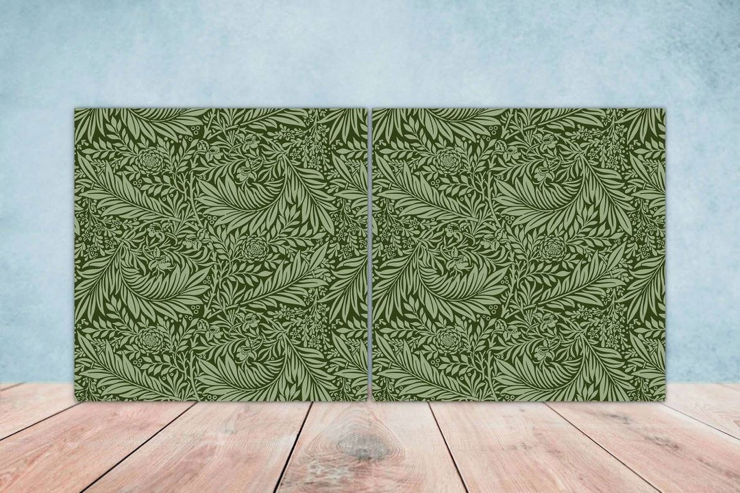 Tropical Leaf Tiles Design - Set of 2 Botanical Wall Decor Leaves Art ...