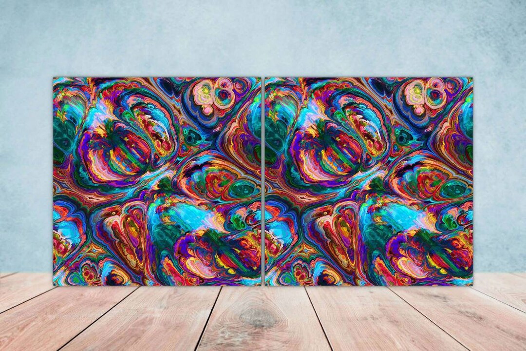 Abstract Wall Decor Ceramic Tiles - Set of 2 Kitchen Backsplash Tiles ...