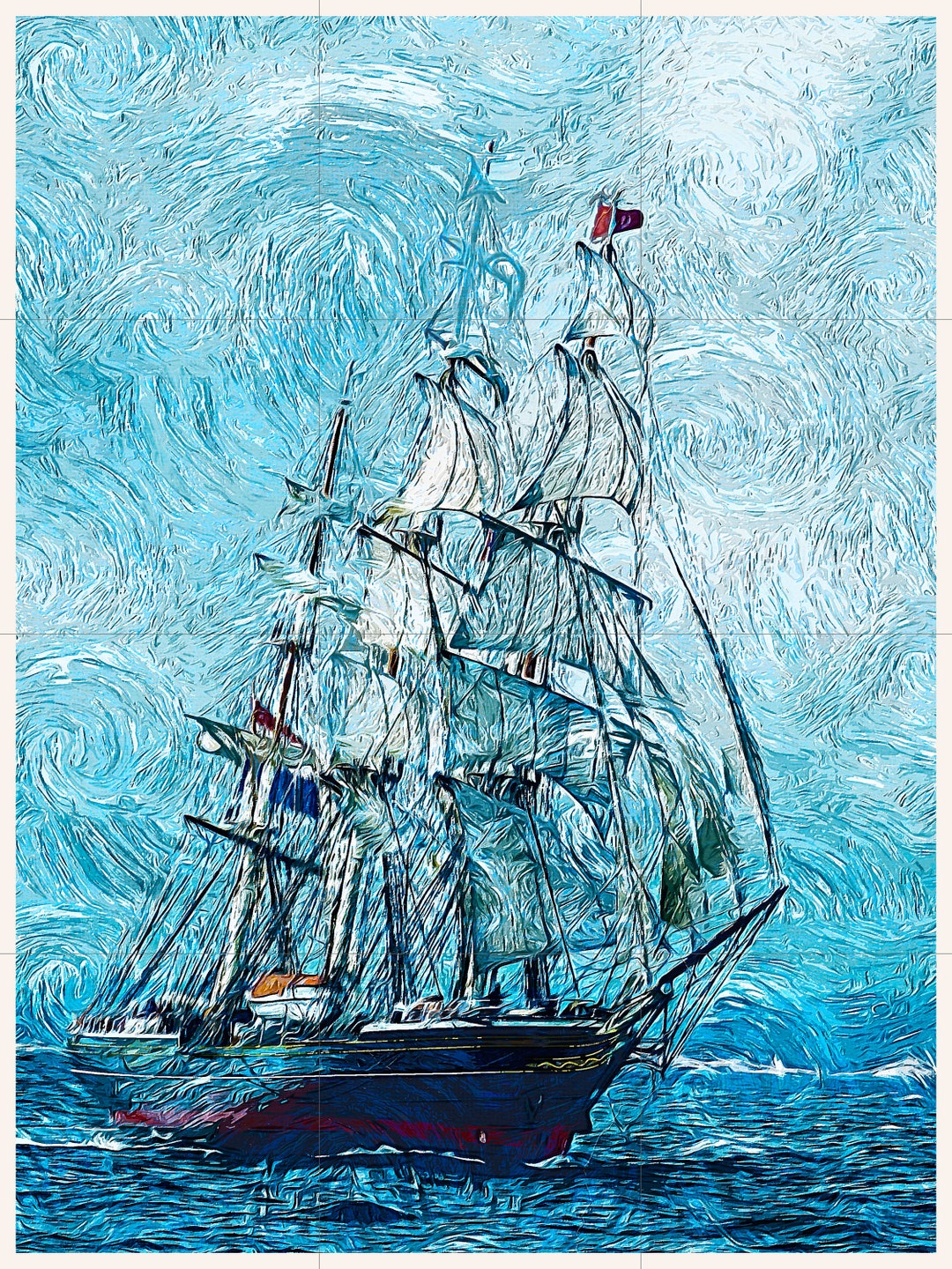 Tile Mural/mosaic Ceramic Panel of a Ship - Sailing Ship Print- Ocean ...