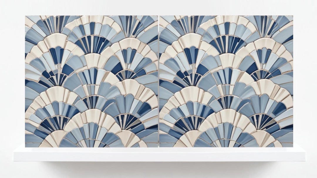 Art Deco Tile Backsplash - Set of 2 Retro Wall Decor Geometric Tiles ...