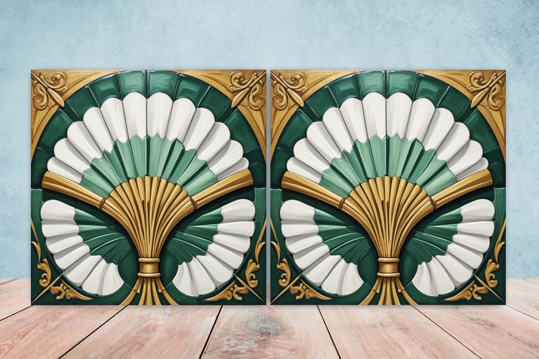 Art Deco Ceramic Tiles: Geometric Wall Decor, Kitchen Backsplash - Set ...