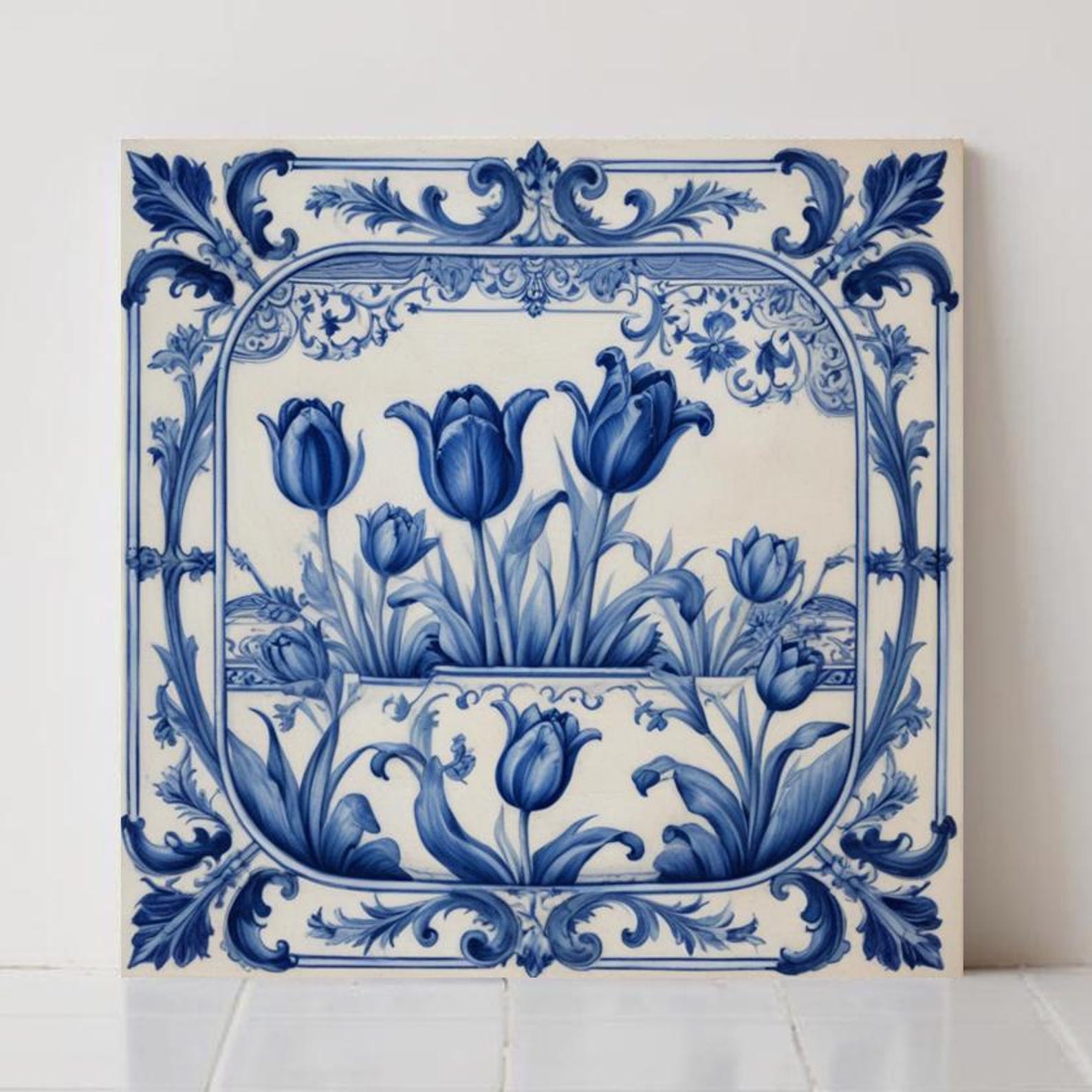 Delft Blue Tulip Ceramic Tile: Dutch Kitchen Backsplash, Floral ...