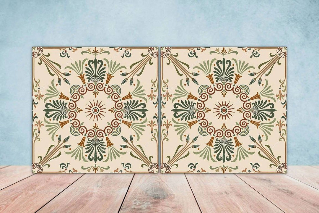 Greek Mediterranean Tiles Set of 2 Greek Wall Decor Tiles Kitchen ...