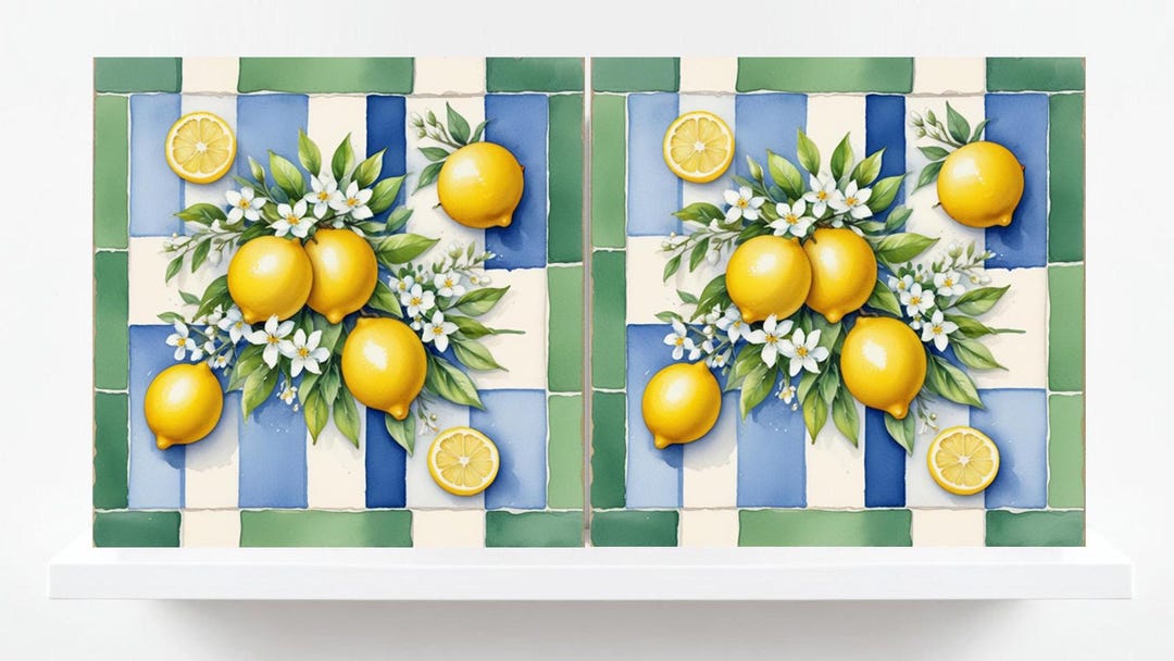 Italian Majolica Lemon Tiles - Set of 2 Italian Wall Decor Tiles ...