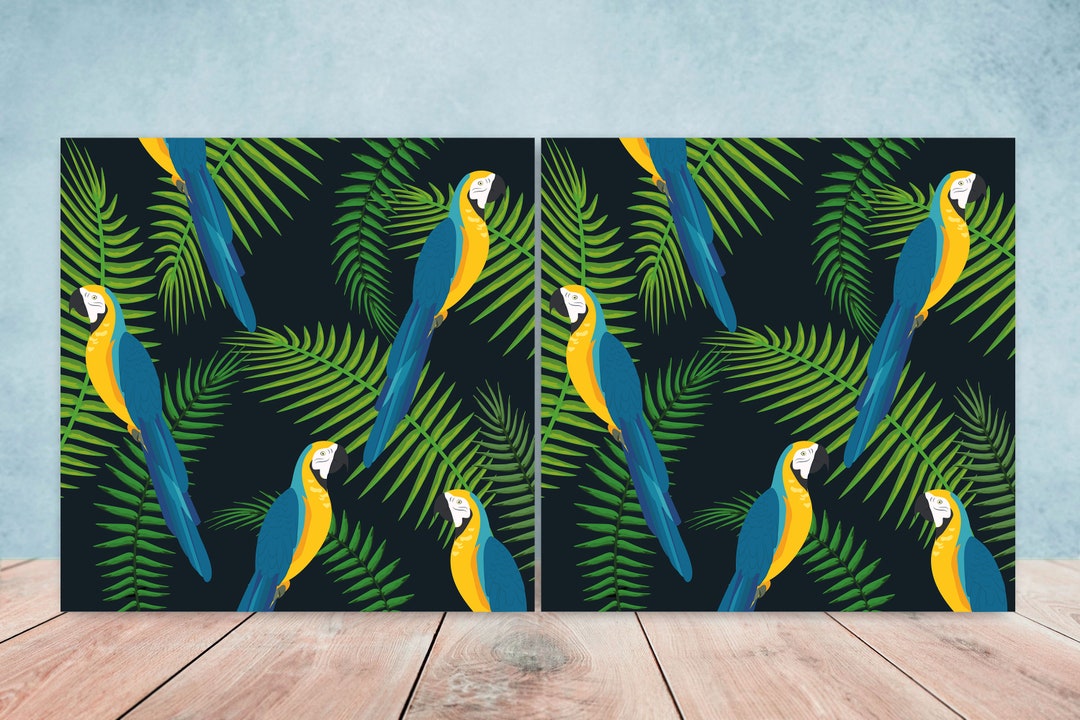 Parrot Ceramic Tiles Bird Tiles - Set of 2 Wall Décor Ceramic Tiles ...
