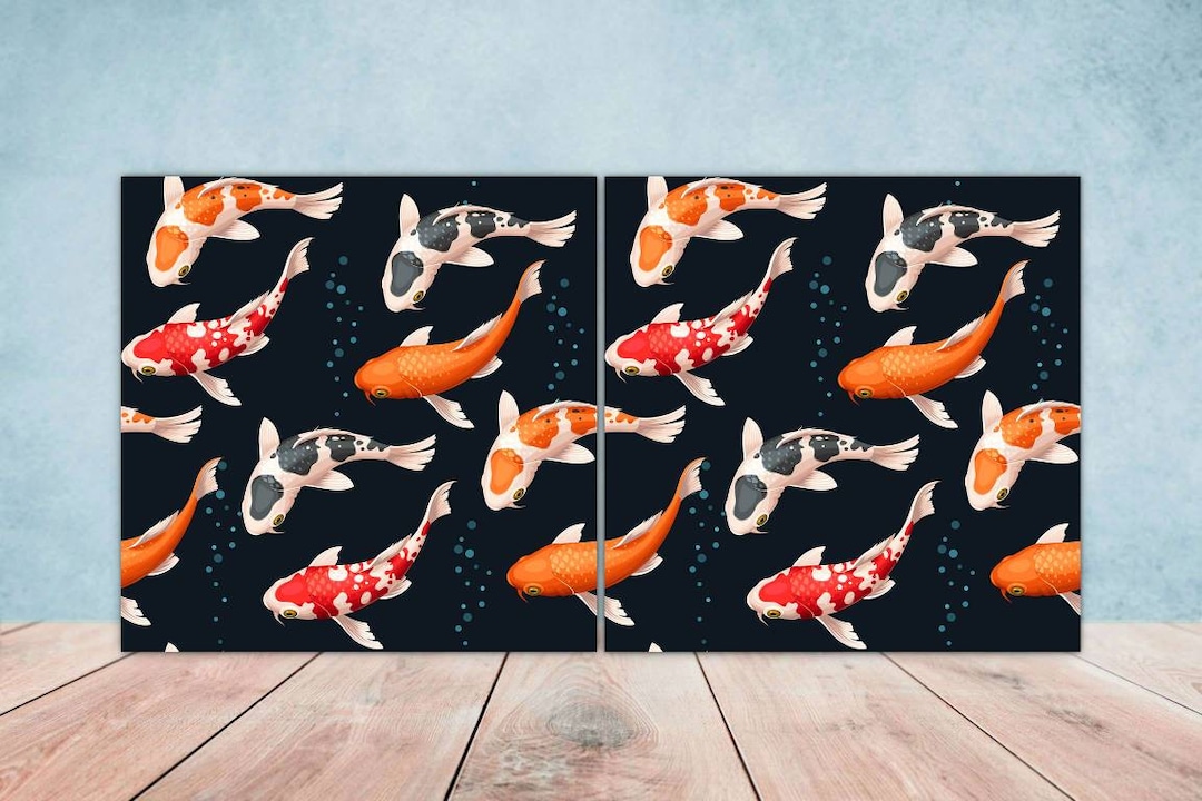 Koi Fish Ceramic Tile Japanese Tiles set of 2 Wall Decor - Etsy UK
