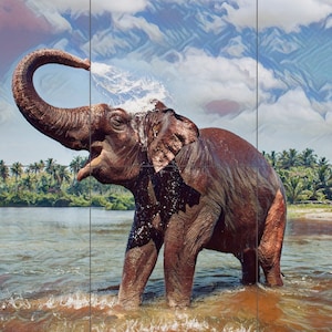 Tile Mural/mosaic Ceramic Panel of an Elephant - Elephant Wall Print ...