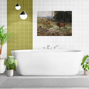 Tile Mural/mosaic Ceramic Panel of a Roaring Stag and Deer ...