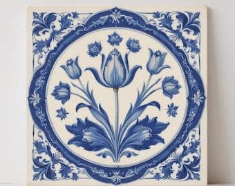 17th Century Delft Tile With Tulip - Etsy