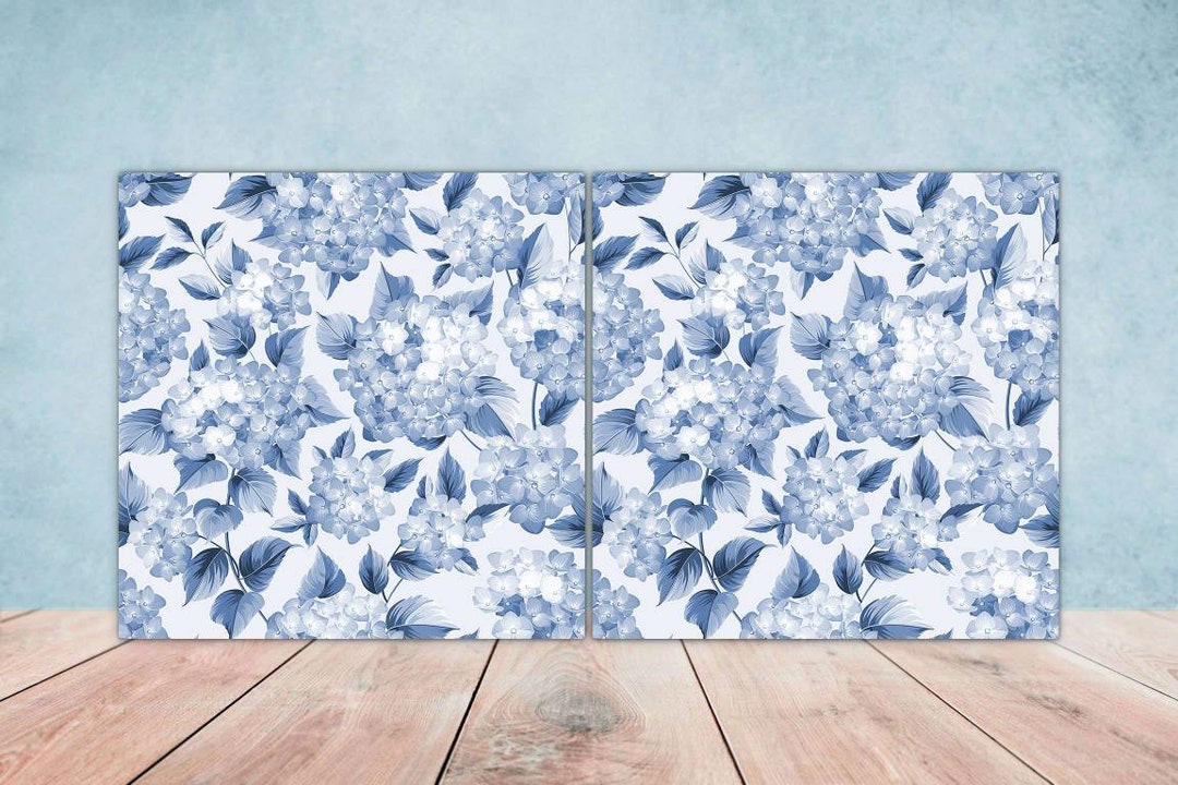 Floral Tiles Flower Design Set of 2 Flowers Wall Decor Tiles, Kitchen ...