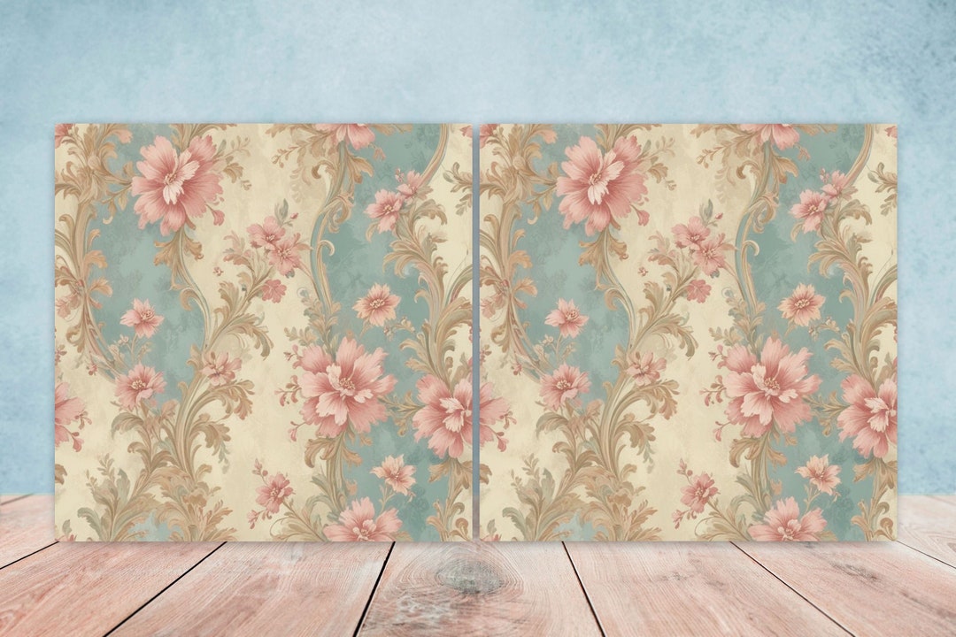 Victorian Tiles Set of 2 Victorian Wall Decor Ceramic Tiles Kitchen ...