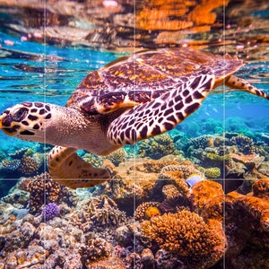 Sea Turtle Tile Mural: Ocean Undersea Ceramic Panel - Etsy
