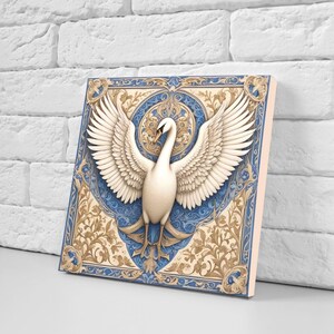 Art Nouveau Swan Ceramic Tiles - Set of 2 Art Nouveau Bird Wall Decor ...
