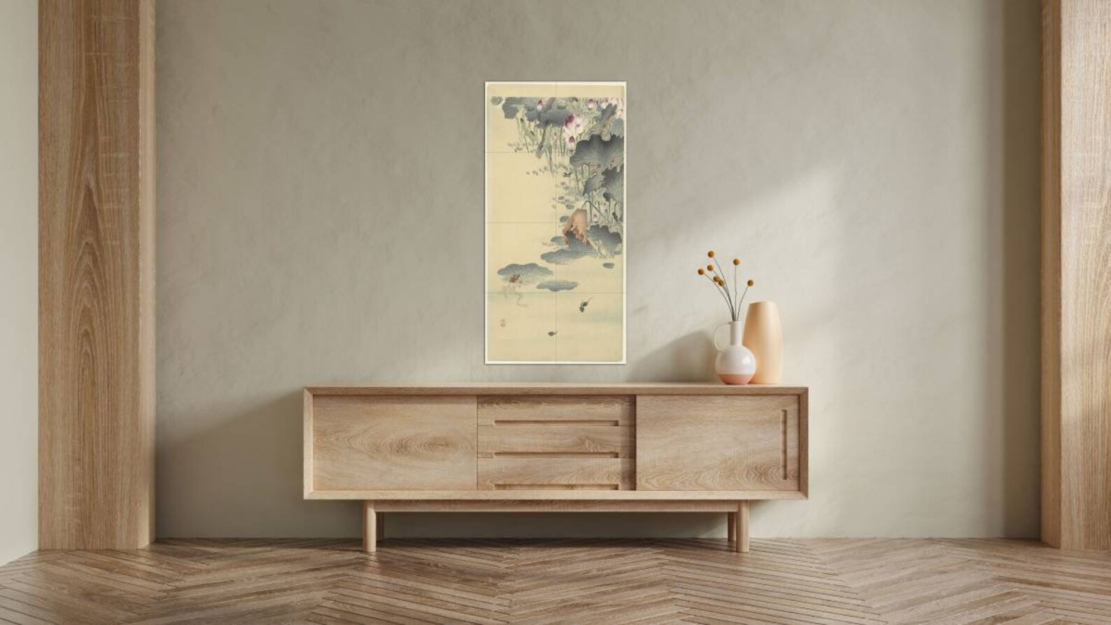 Frog and Tadpoles Tile Mural: Ohara Koson Japanese Oriental Wall Art ...