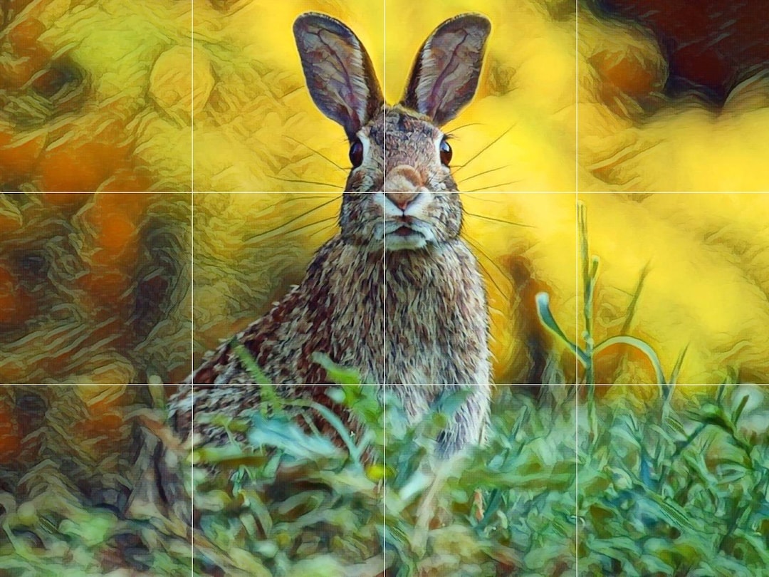 Tile Mural/mosaic Ceramic Panel of A Rabbit - Rabbit Wall Print - Bunny ...