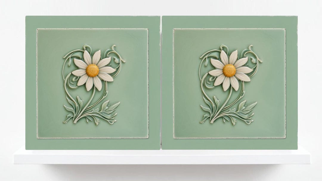 Daisy Tile Backsplash - Set of 2 Flowers Daisies Wall Decor Tiles ...