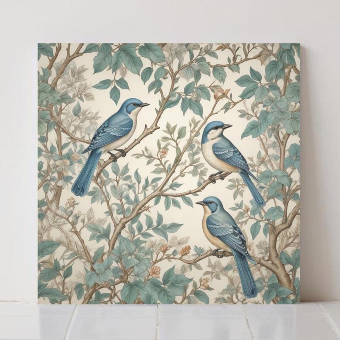 Bird Ceramic Tile: Botanical Nature Wall Art Bathroom Decor Kitchen ...