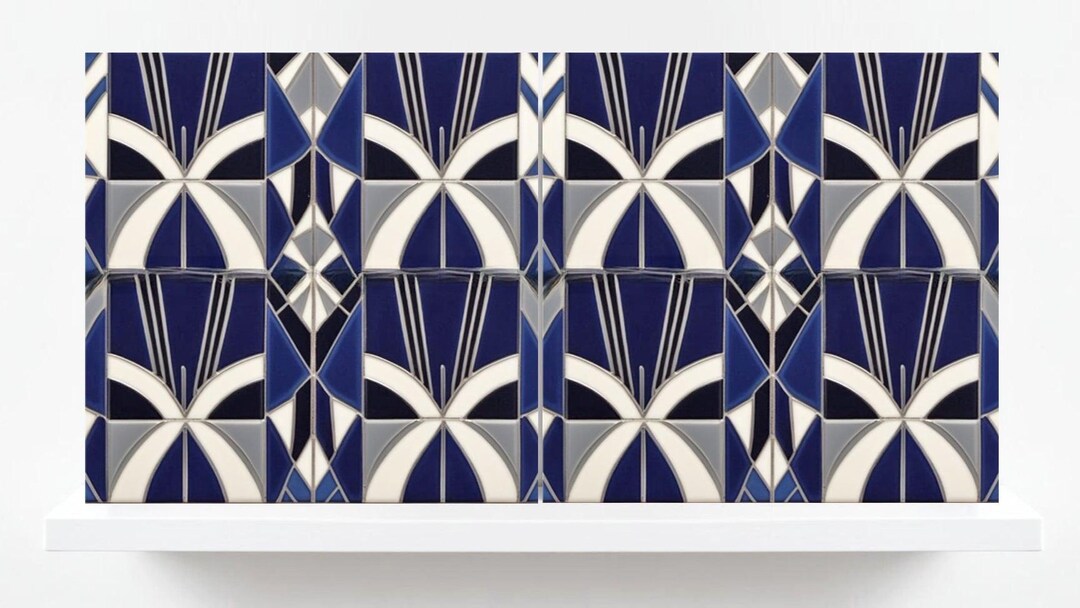 Art Deco Tile Backsplash - Set of 2 Retro Wall Decor Geometric Tiles ...