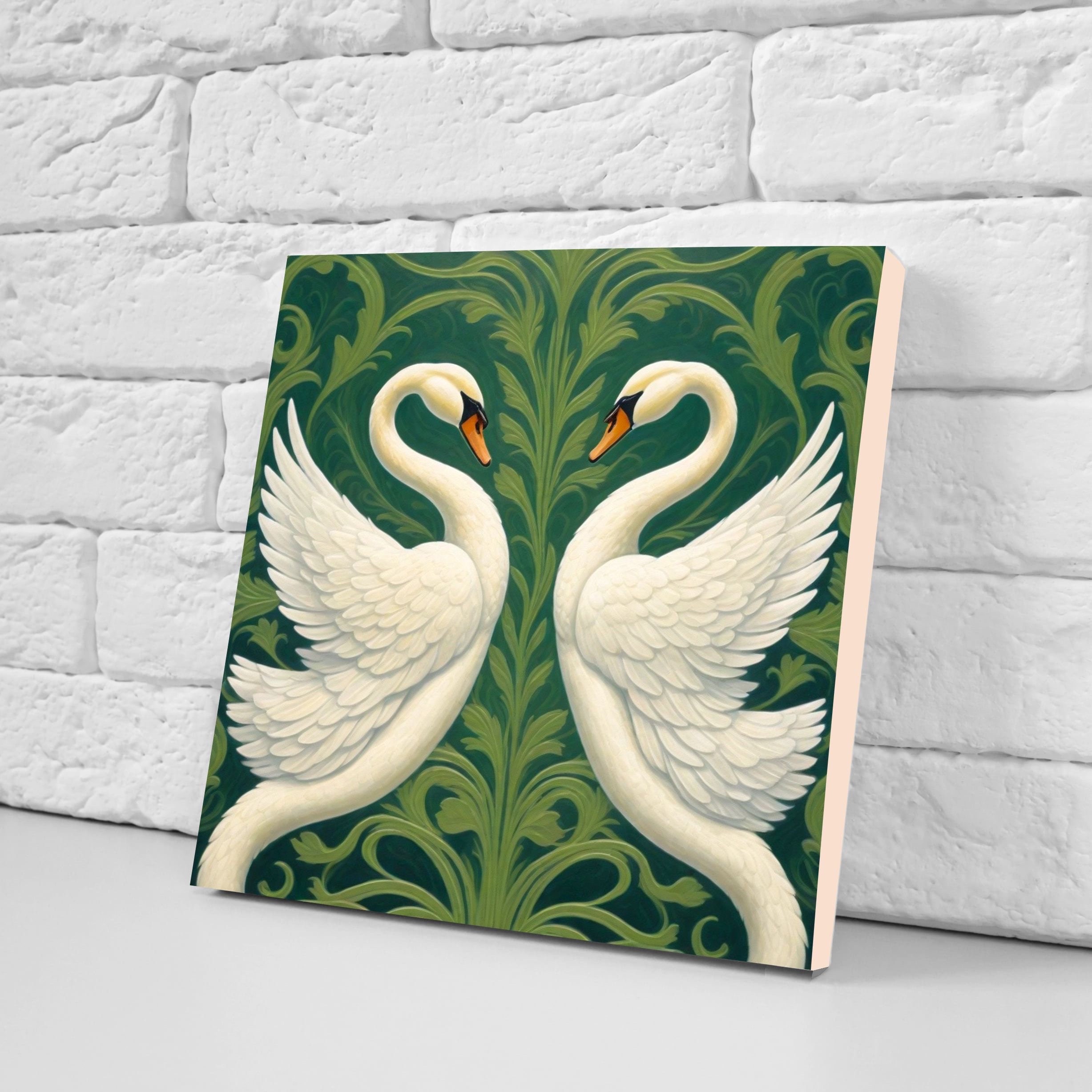 Art Nouveau Swan Ceramic Tiles: Bird Wall Decor, Set of 2 - Etsy