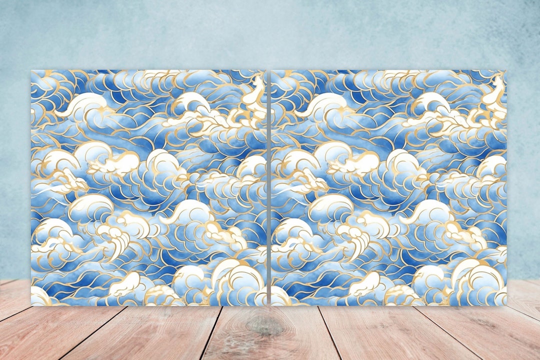 Japanese Ceramic Tiles: Cloud Pattern Wall Decor, Set of 2 - Etsy