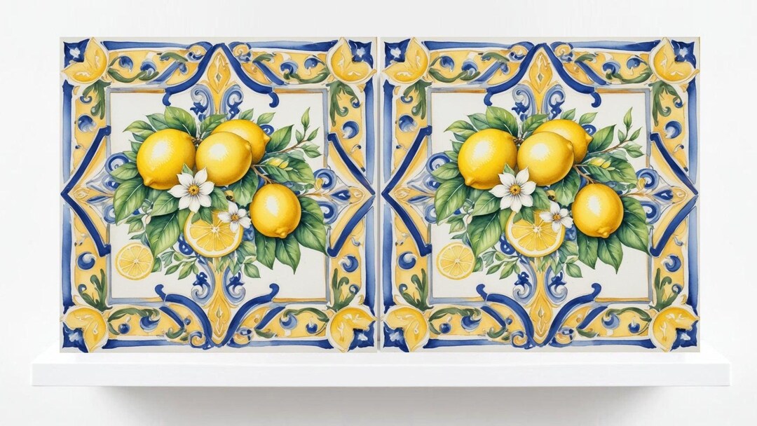 Italian Majolica Lemon Tiles - Mediterranean Kitchen Backsplash Wall ...