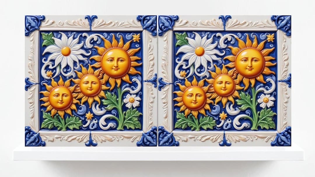 Sun Tile Sicilian Tiles - Set of 2 Mediterranean Wall Decor Tiles ...