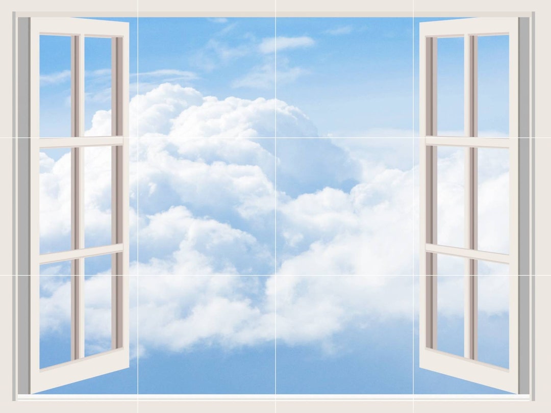 Tile Mural/mosaic Ceramic of Window View Blue Sky - Window Mural - Sky ...