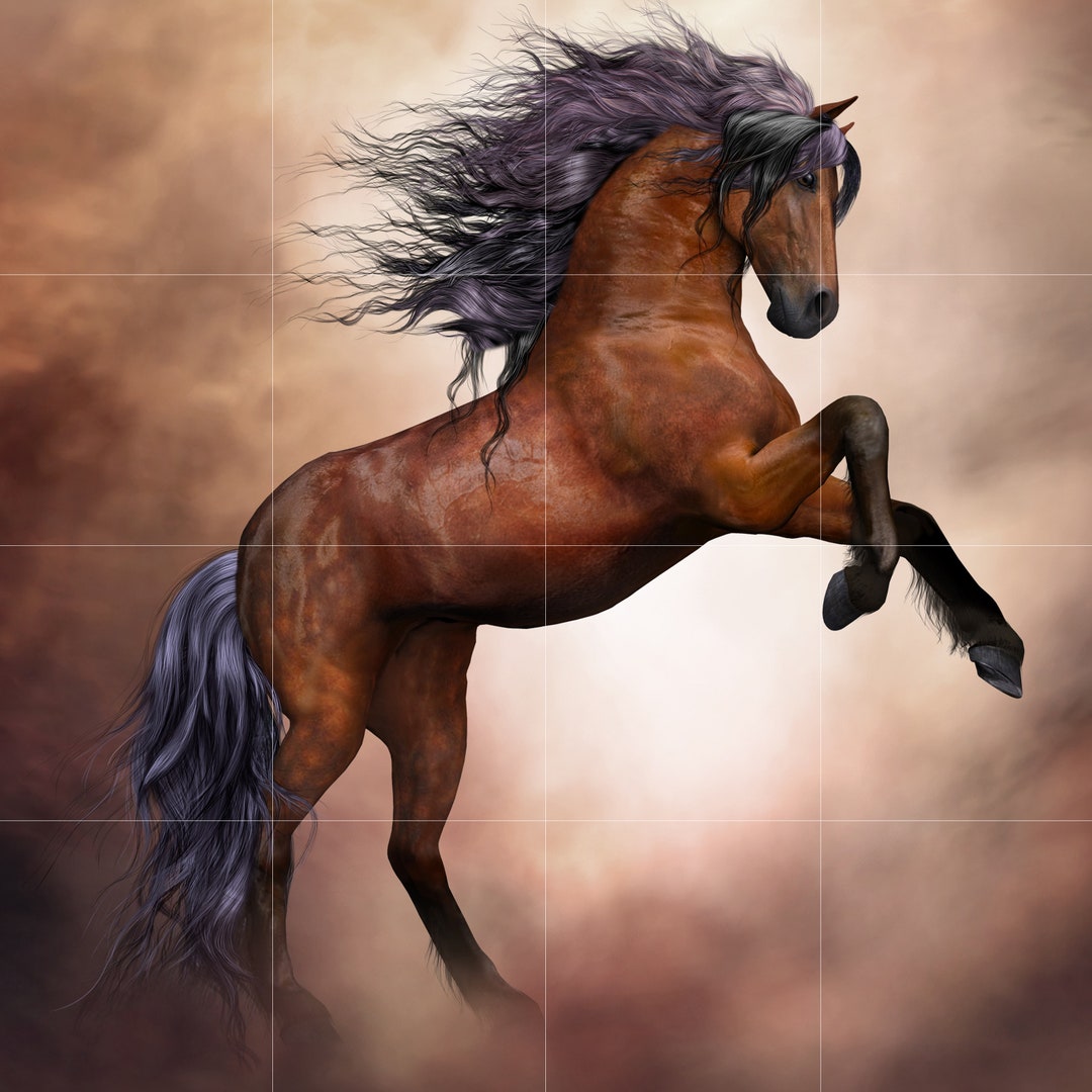 Horse Tile Mural: Countryside Ceramic Panel Wall Art - Etsy