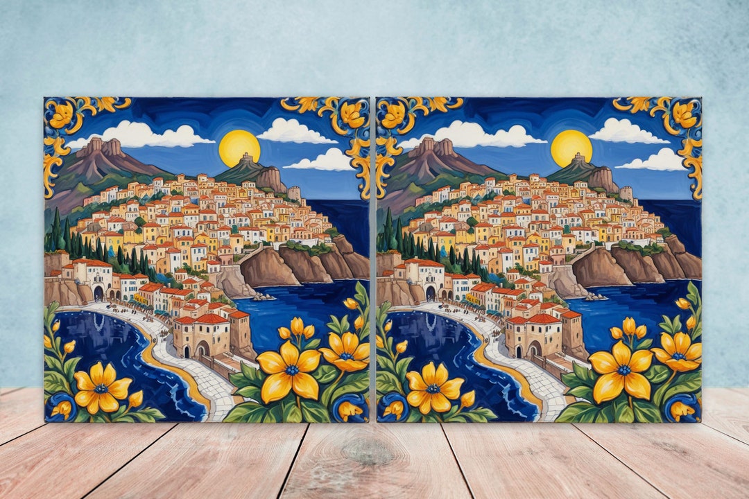 Sicilian Ceramic Tiles - Set of 2 Sicilian Wall Decor Tiles - Kitchen ...