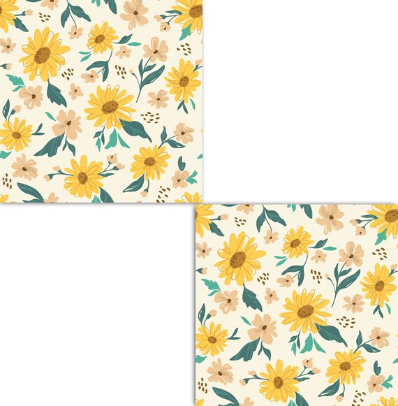 Floral Sunflower Tiles Flowers Leaves Leaf Design Two 6 x 6 | Etsy