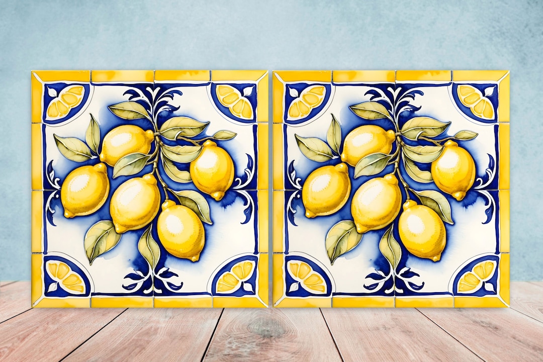 Italian Majolica Lemon Tiles - Set of 2 Italian Wall Decor Tiles ...