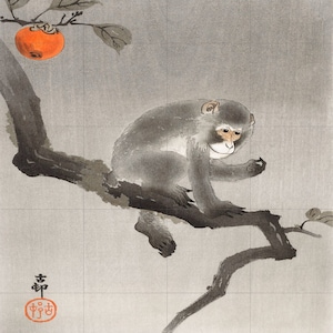 Tile Mural/mosaic Ceramic Panel of Monkey in Kaki Tree- Ohara Koson ...