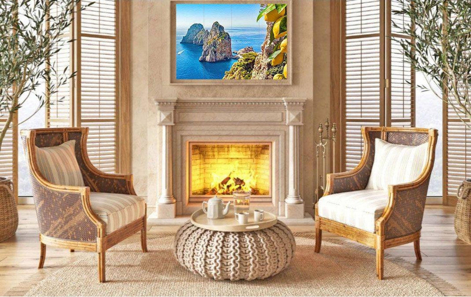 Capri Tile Mural: Italian Coastal Landscape, Gloss Ceramic Mosaic Italy ...