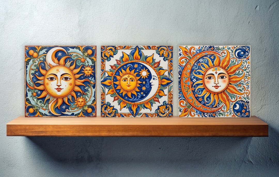 Sicilian Ceramic Tiles - Set of 3 Sicilian Wall Decor Tiles - Kitchen ...