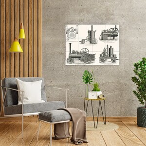 Tile Mural/mosaic Ceramic Panel of Vintage Locomotive Steam Locomotive ...