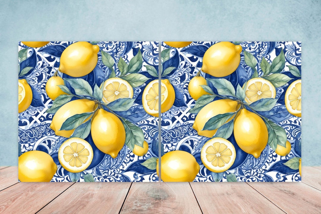 Italian Majolica Lemon Tiles - Set of 2 Italian Wall Decor Tiles ...