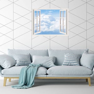 Tile Mural/mosaic Ceramic of Window View Blue Sky - Window Mural - Sky ...