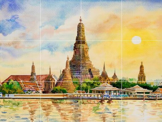 Tile Mural/mosaic Ceramic of Wat Arun Temple Thailand - Etsy
