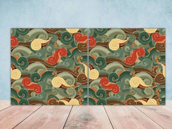 Japanese Ceramic Tiles Set of 2 Japan Wall Decor Tiles - Etsy