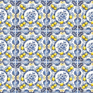 Italian Majolica Lemon Ceramic Tiles: Mediterranean Kitchen Decor, Set ...