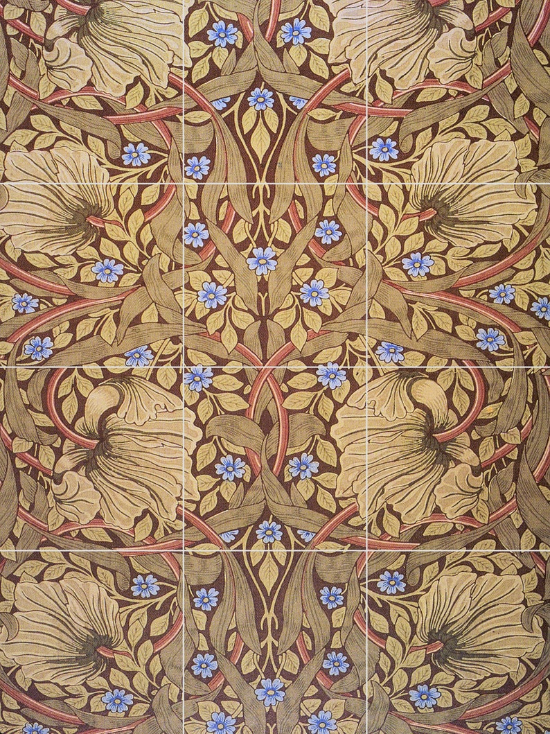 William Morris Pimpernel Tile Mural: Vintage Floral Ceramic Panel - Etsy UK