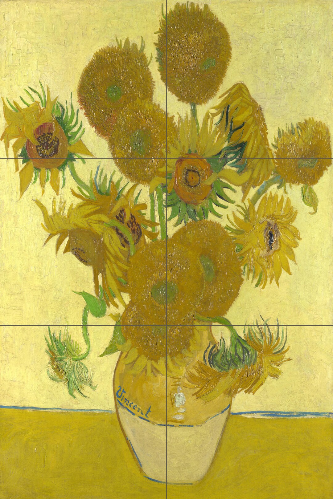 Tile Mural/mosaic Ceramic Panel of Van Gogh Vase With Fourteen ...