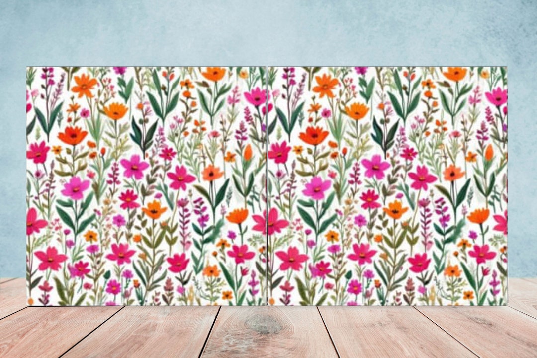 Watercolor Wildflower Ceramic Tiles: Kitchen Backsplash, Set of 2 - Etsy