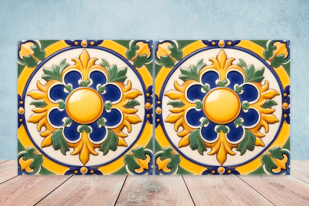 Italian Majolica Ceramic Tiles: Sicilian Wall Decor Set of 2 - Etsy