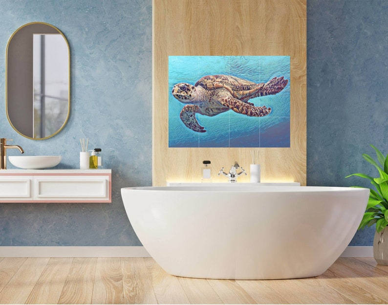 Sea Turtle Tile Mural: Ocean Undersea Ceramic Panel - Etsy